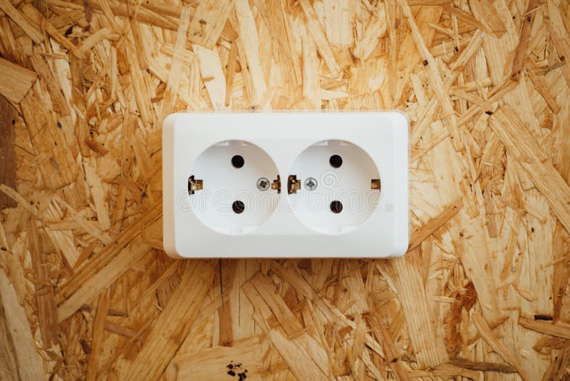 AC Power Socket, Wooden Osb Background Stock Image - Image of multiple ...