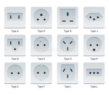 AC Power Sockets for Different Types of Plugs Stock Vector ...