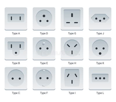 AC Power Sockets for Different Types of Plugs Stock Vector ...