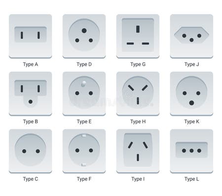 AC Power Sockets for Different Types of Plugs Stock Vector ...