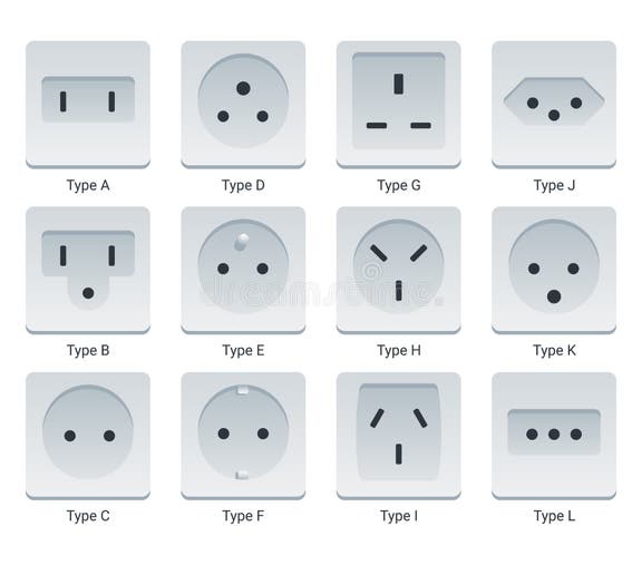 AC Power Sockets for Different Types of Plugs Stock Vector ...