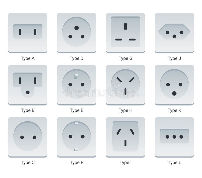 AC Power Sockets for Different Types of Plugs Stock Vector ...