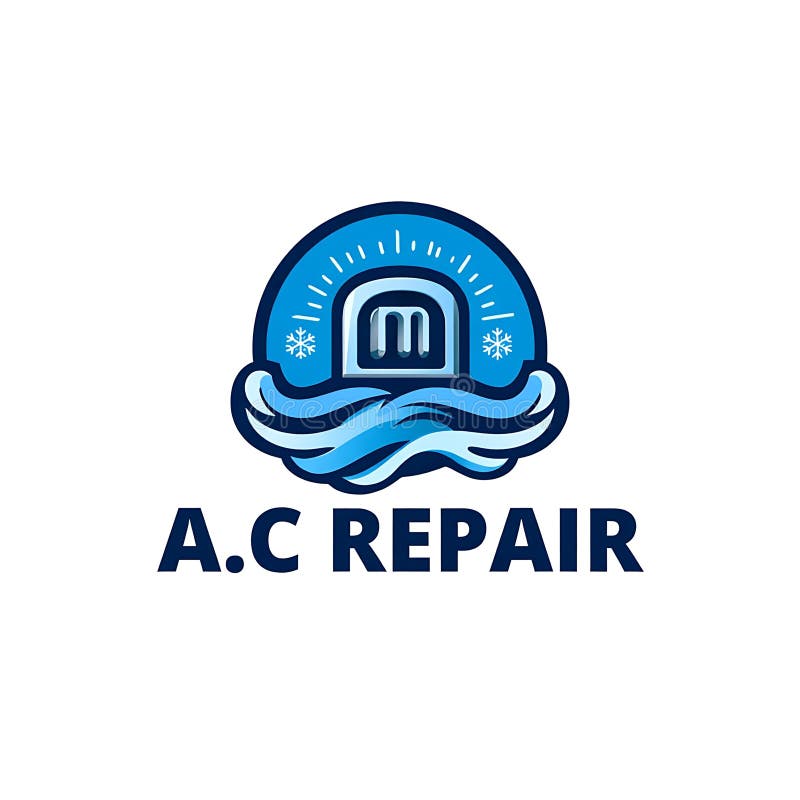 A.C. Repair Logo: Snowflake and Blue Waves Design Stock Illustration ...
