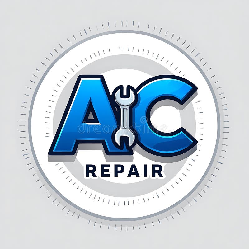 AC Repair Logo: Blue, Wrench Icon, Service Graphic Stock Illustration ...