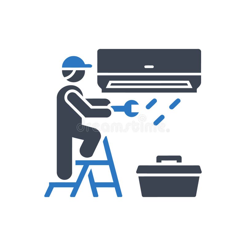 AC Repair with Toolbox Icon Stock Vector - Illustration of maintenance ...