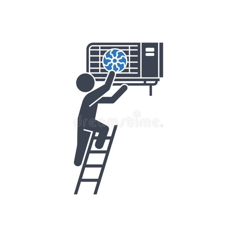 AC Technician Ladder icon stock vector. Illustration of technician ...