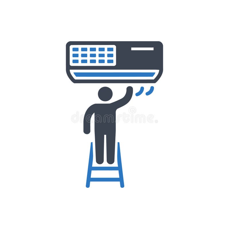 AC Technician Standing Ladder Icon Stock Vector - Illustration of ...