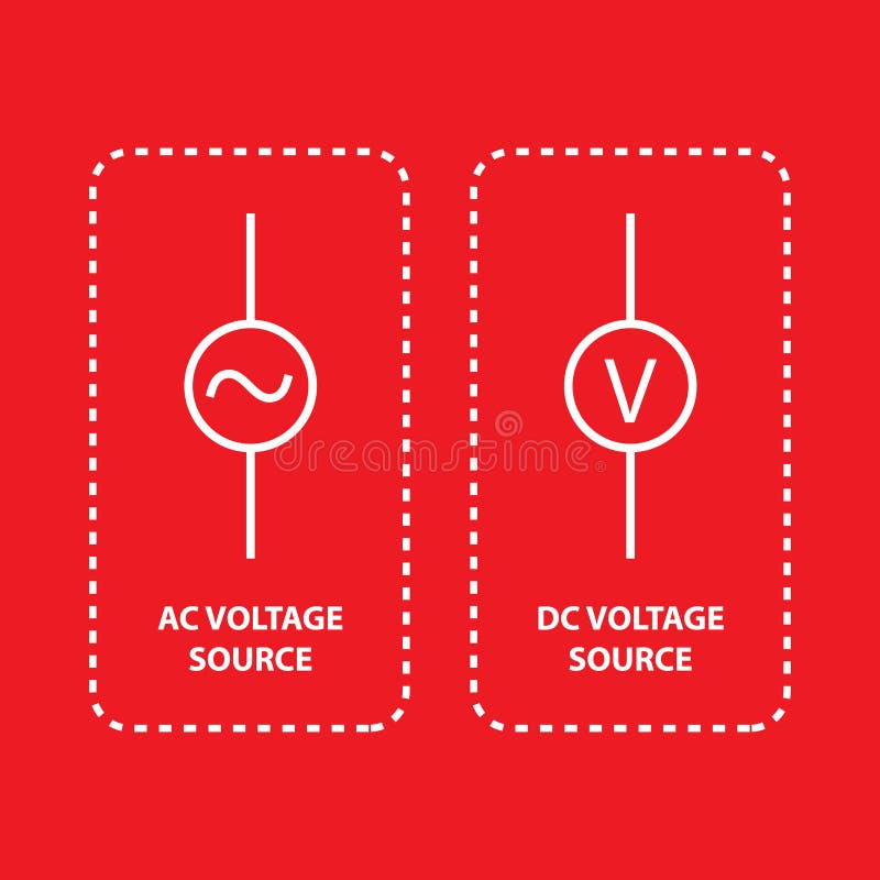 AC Voltage Source and Dc Voltage Source Stock Vector - Illustration of ...