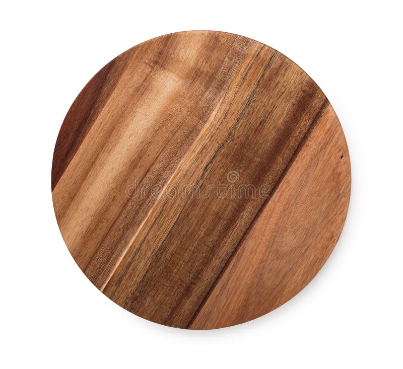 Acacia Wood Round Cutting Board Isolated on White Background, Top View ...