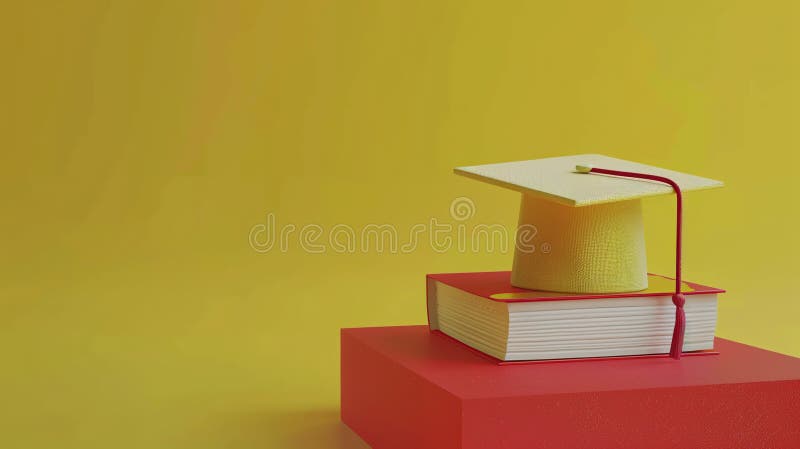 Academic Achievement, Graduation Cap on Book Minimal Concept ...