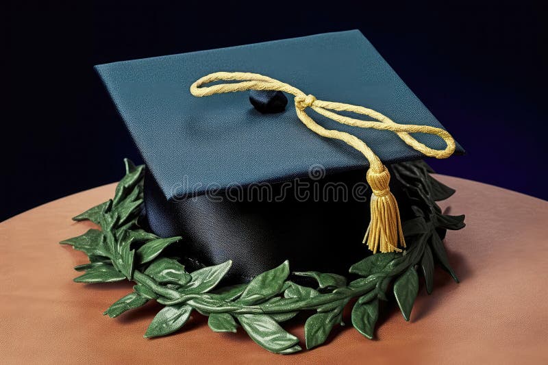 Academic Cap Adorned with Laurel Wreath, Signifying Success. Generative ...