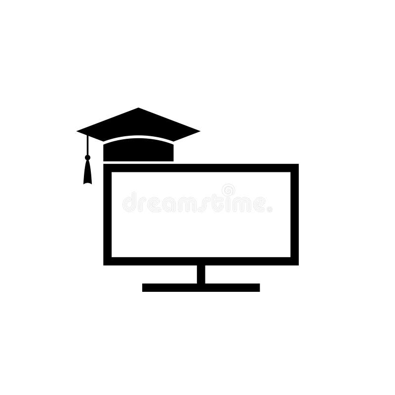 Academic Cap on Computer Screen Icon. Graduate Cap Desktop Screen Logo ...