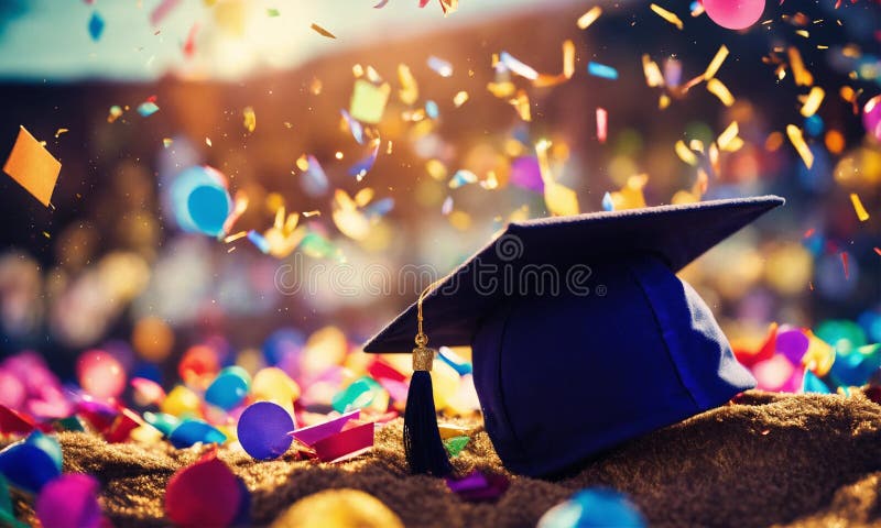 Academic Caps in the Air at Graduation. Selective Focus Stock Photo ...