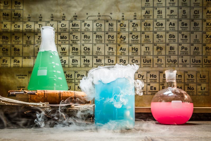 Academic Chemical Lab with Periodic Table of Elements Stock Photo ...