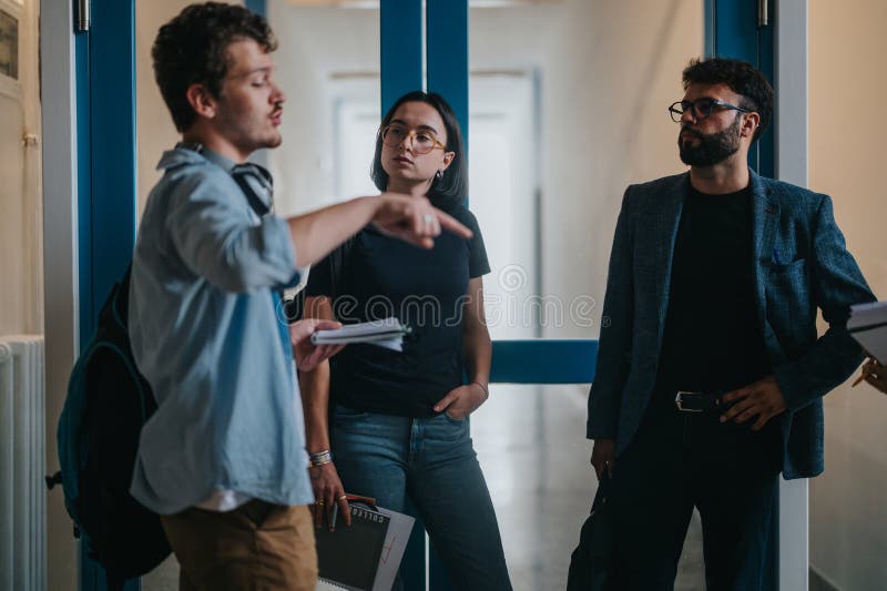 Academic Discussion between a Professor and Students in a Modern ...