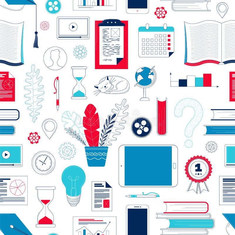 Academic Education Flat Vector Seamless Pattern Stock Vector ...