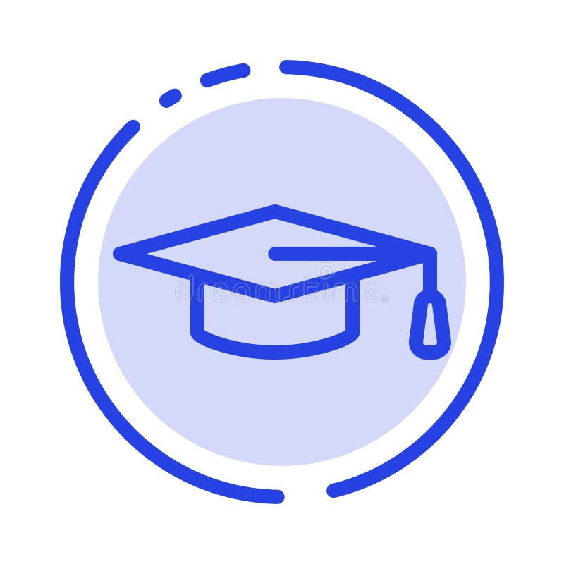 Academic, Education, Graduation Hat Blue Dotted Line Line Icon Stock ...
