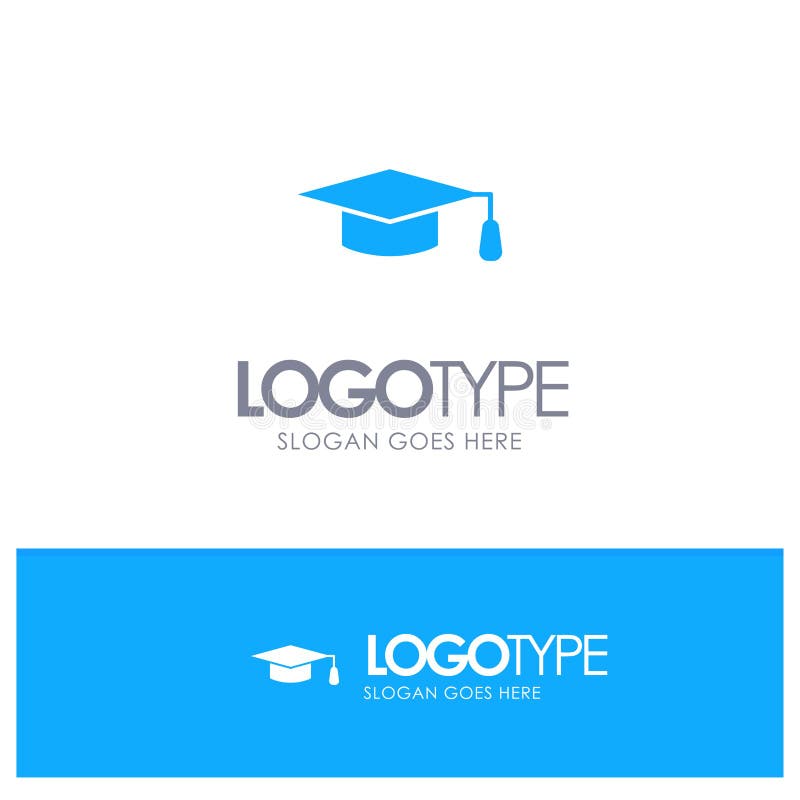 Academic, Education, Graduation Hat Blue Solid Logo with Place for ...