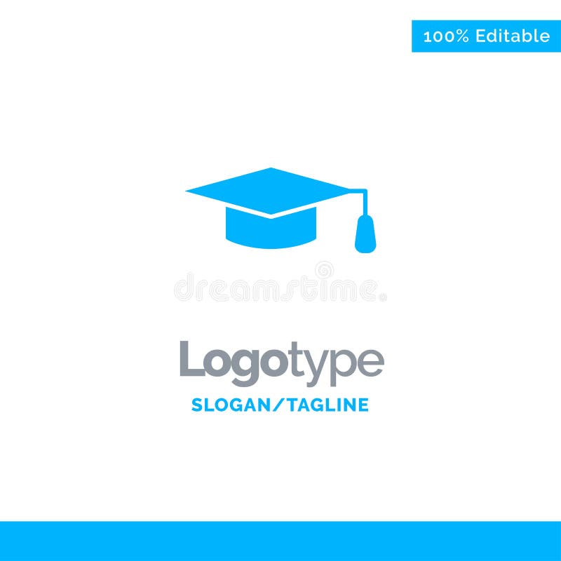 Academic, Education, Graduation Hat Blue Solid Logo Template. Place for ...