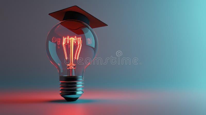 An Academic Graduation Cap on a Light Bulb. an Image in 3D Stock Photo ...