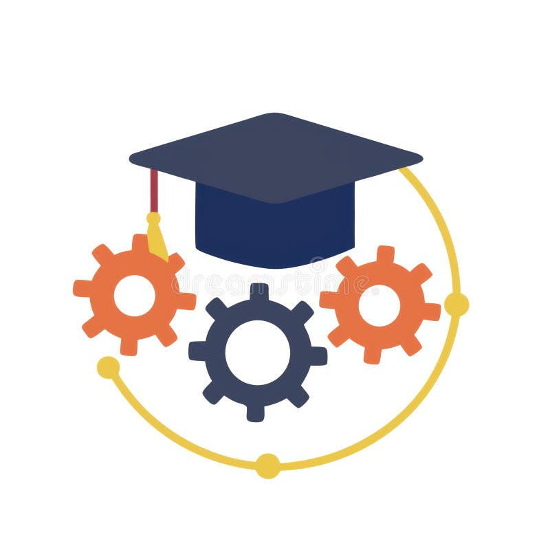 Academic Growth with Graduation Cap and Gears Representing Learning and ...