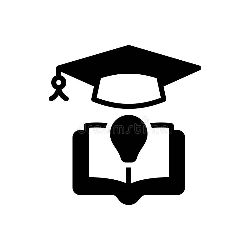 Black Solid Icon for Academic, Cap and Graduate Stock Illustration ...