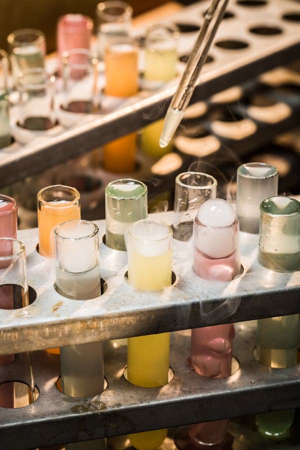 Academic Laboratory with Tubes with Reagents Stock Photo - Image of ...