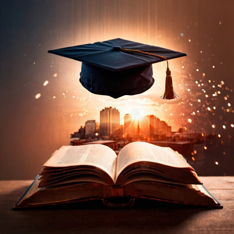 Academic Learning Concept Digital Collage Illustration with Graduate ...