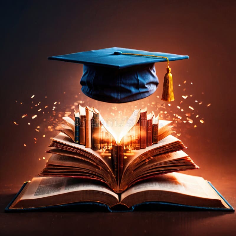 Academic Learning Concept Digital Collage Illustration with Graduate ...