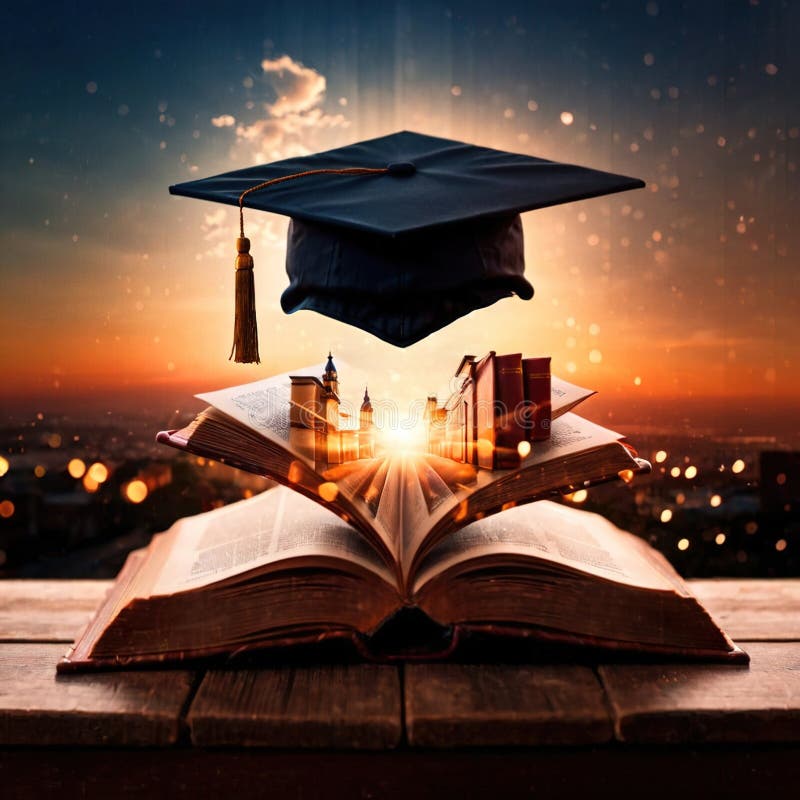 Academic Learning Concept Digital Collage Illustration with Graduate ... Academic Learning Concept Digital Collage Illustration with Graduate ...