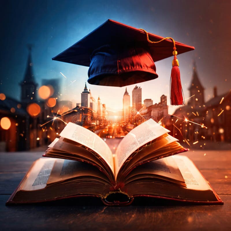 Academic Learning Concept Digital Collage Illustration with Graduate ... Academic Learning Concept Digital Collage Illustration with Graduate ...