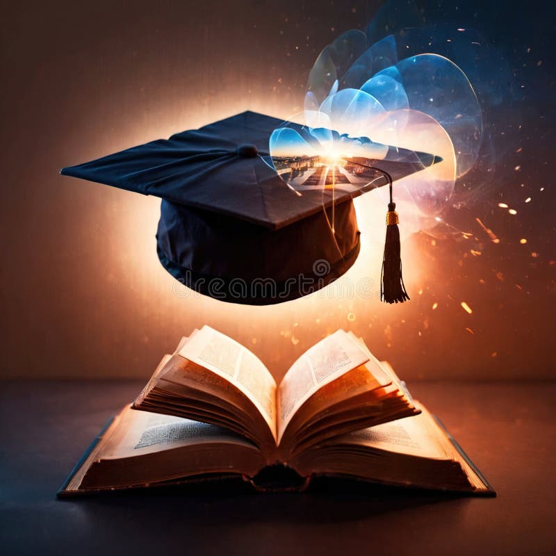 Academic Learning Concept Digital Collage Illustration with Graduate ...