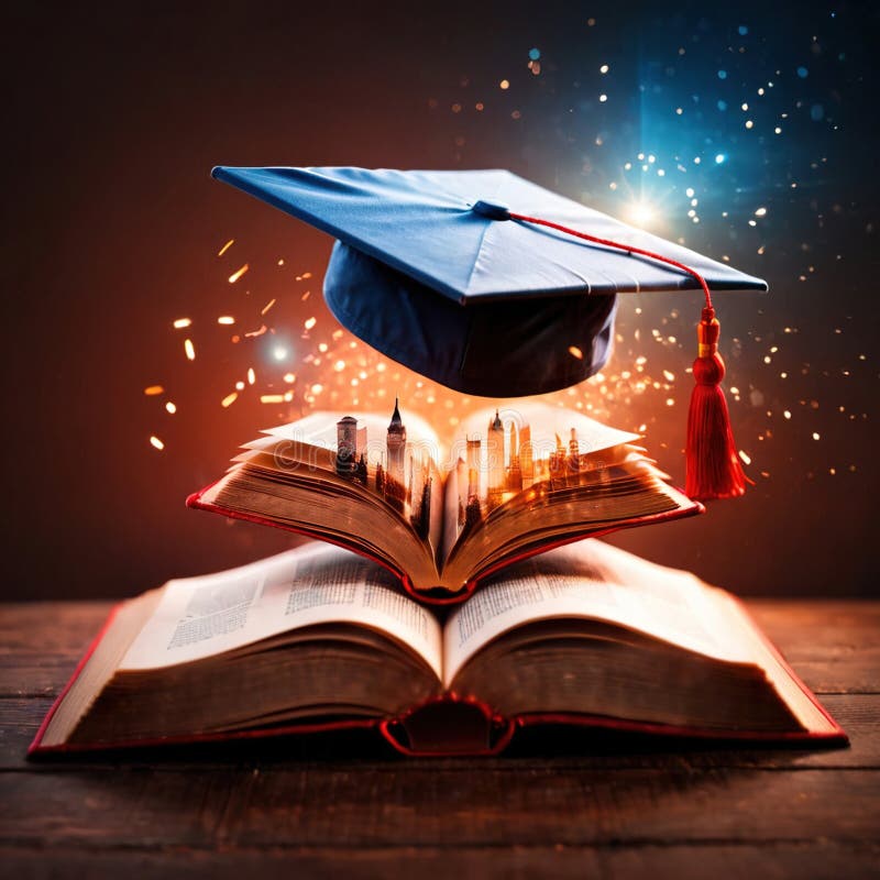 Academic Learning Concept Digital Collage Illustration with Graduate ...