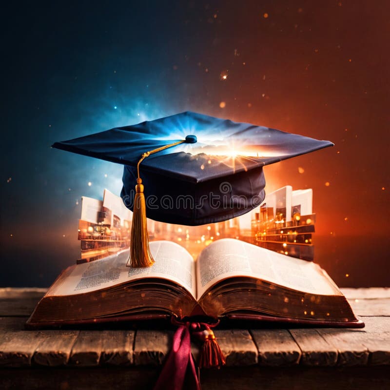 Academic Learning Concept Digital Collage Illustration with Graduate ...