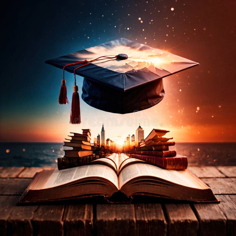 Academic Learning Concept Digital Collage Illustration with Graduate ...