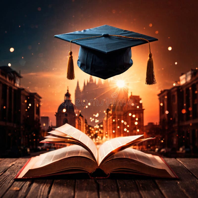 Academic Learning Concept Digital Collage Illustration with Graduate ...