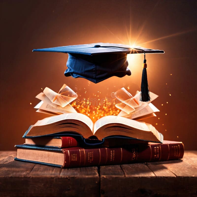 Academic Learning Concept Digital Collage Illustration with Graduate ...