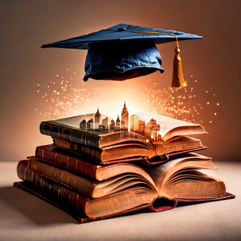 Academic Learning Concept Digital Collage Illustration with Graduate ...