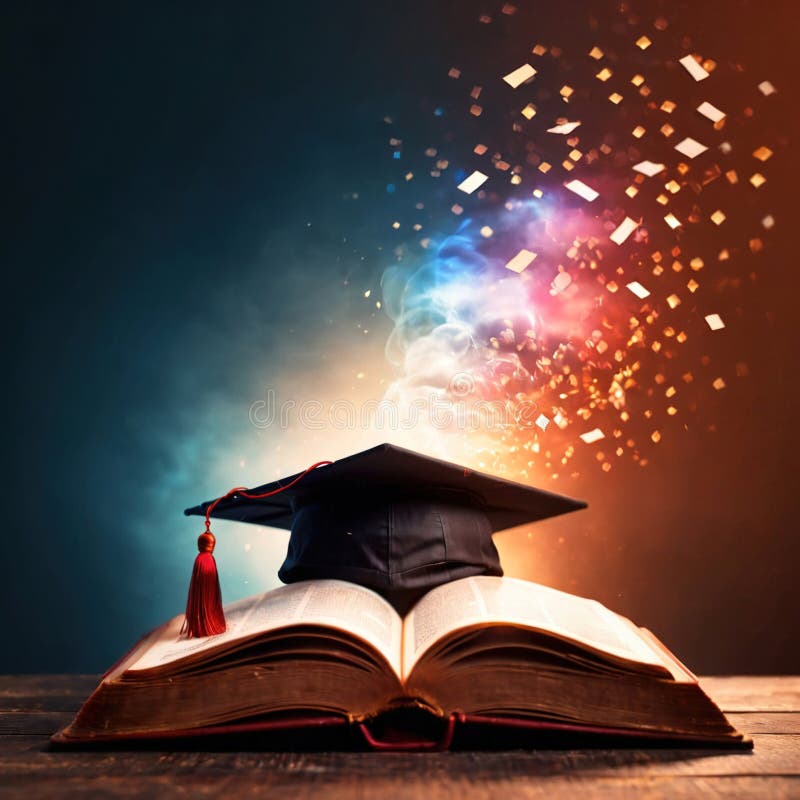 Academic Learning Concept Digital Collage Illustration with Graduate ...