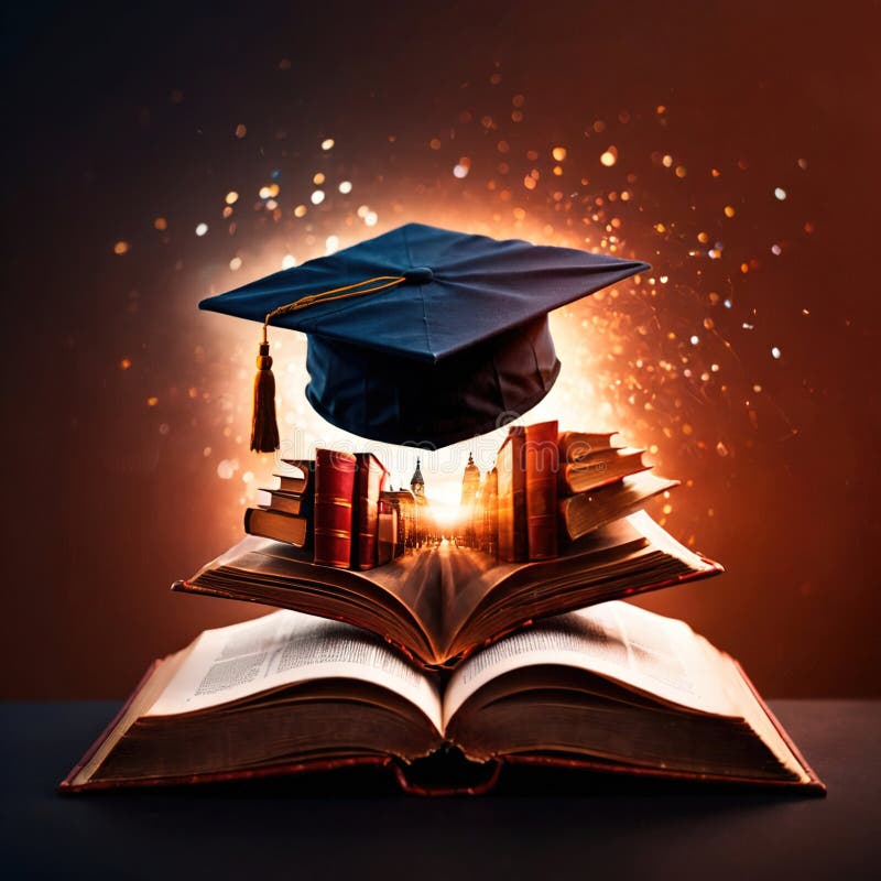 Academic Learning Concept Digital Collage Illustration with Graduate ...