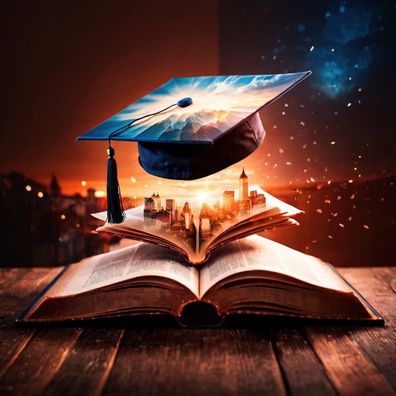 Academic Learning Concept Digital Collage Illustration with Graduate ...