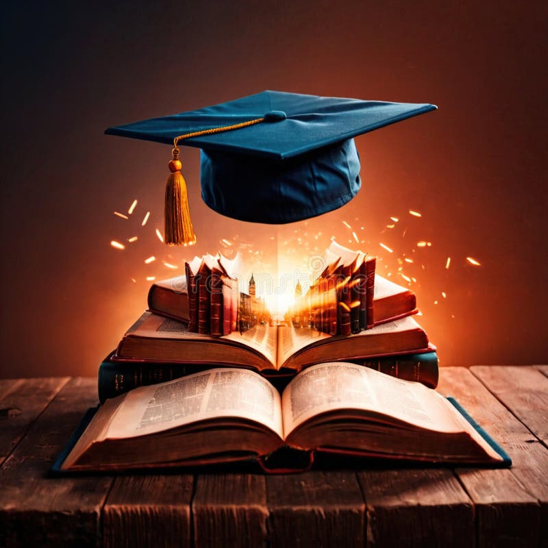 Academic Learning Concept Digital Collage Illustration with Graduate ...