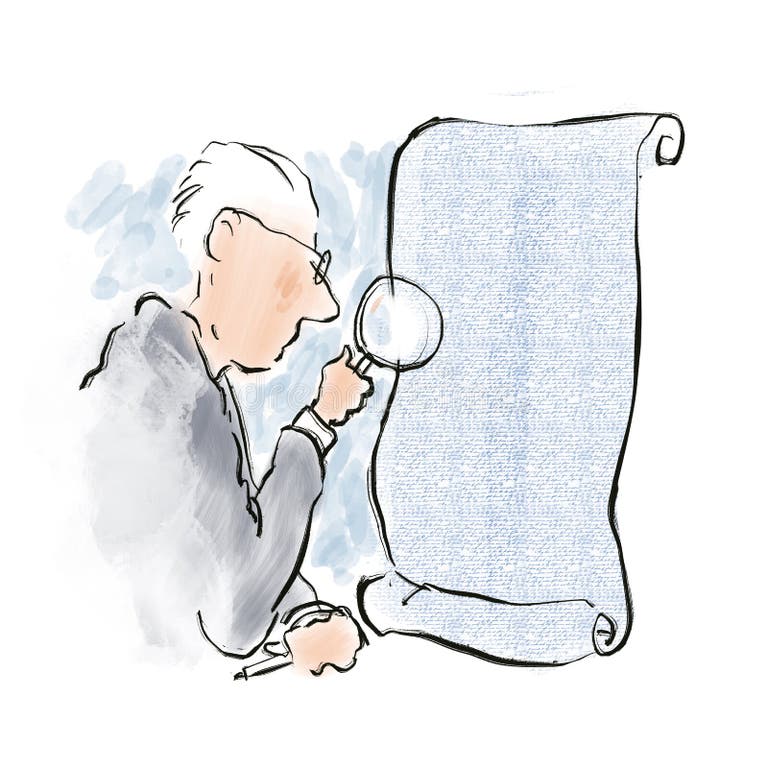 Studying Ancient Scroll stock image. Image of illegible - 250283453