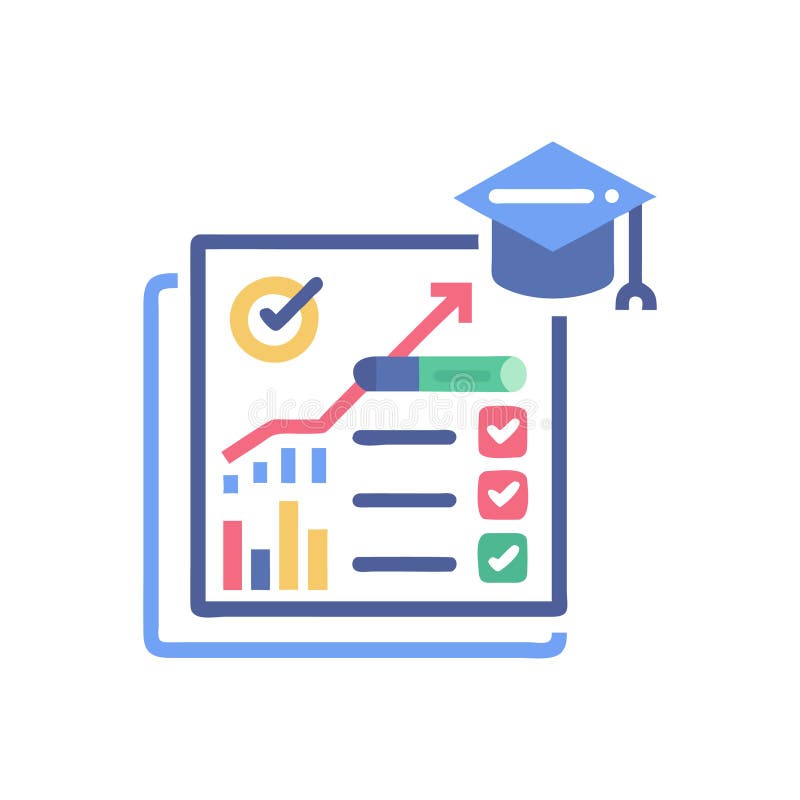 Academic Progress Report with Graduation Cap and Positive Growth Stock Photo - Illustration of ...