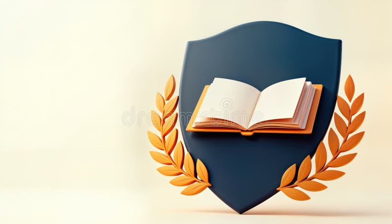 Academic Shield Logo Open Book, Laurel Wreath. School Logo Knowledge ...