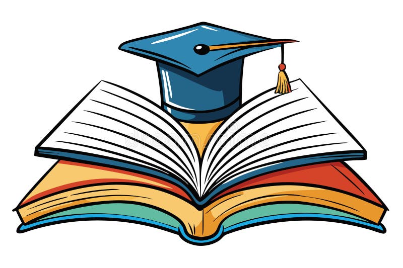 Academic Themed Vector Image Featuring a Graduation Cap Resting on an ...
