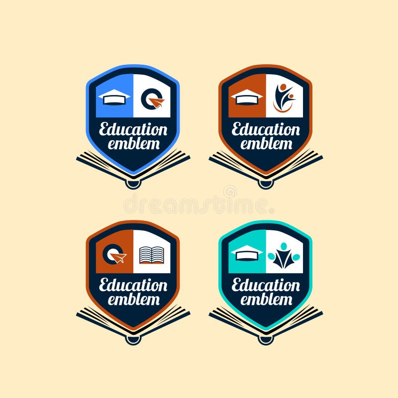 Academy and College Emblems or Logos Set Stock Vector - Illustration of ...