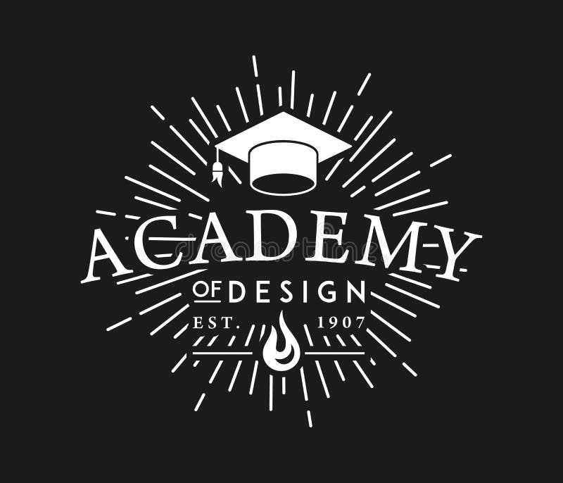 Academy of Design White on Black Stock Illustration - Illustration of ...