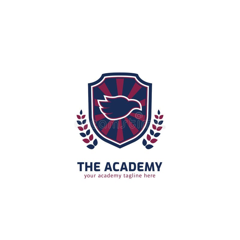 Academy Logo with Eagle Head Mascot Silhouette Inside Shield Vector ...