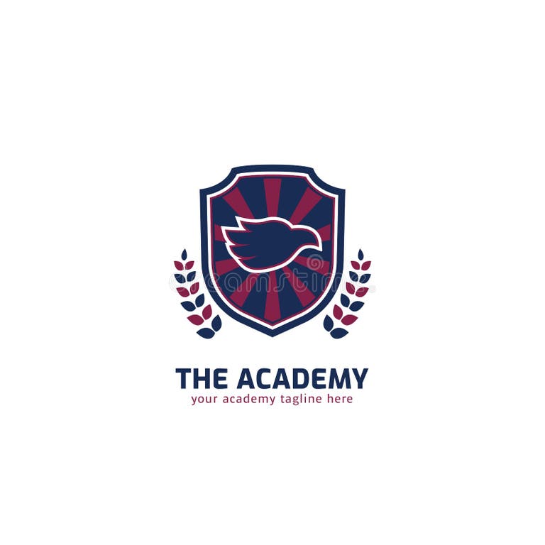 Academy Logo with Eagle Head Mascot Silhouette Inside Shield Vector ...